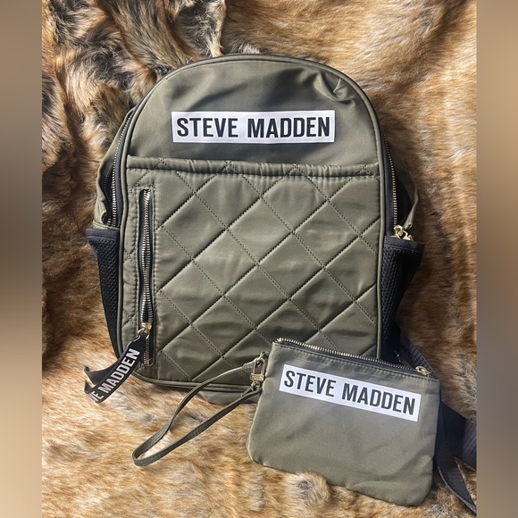 Steve Madden | Bags | Steve Madden Backpack Olive Green Quilted ...